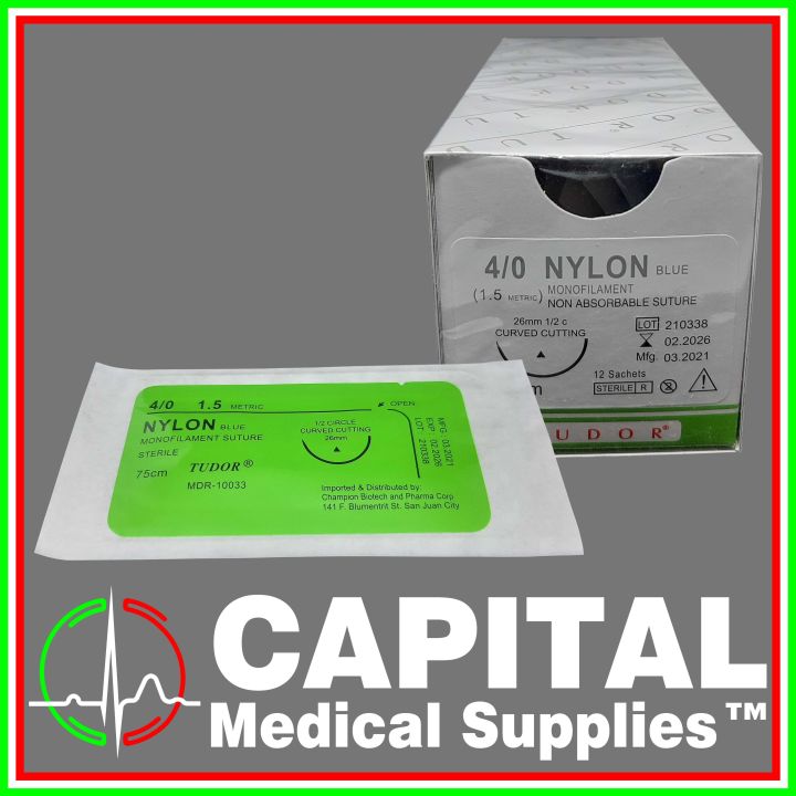 Suture, Nylon Green Monofilament Non-Absorbable Suture, Plain Yellow ...