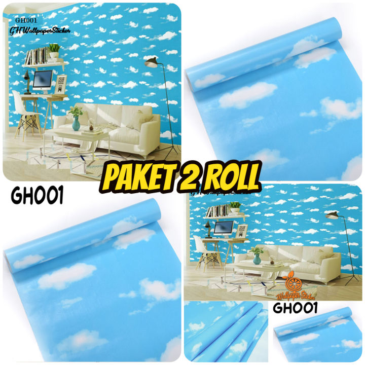 COD - PAKET 2 ROLL Wallpaper Stiker Motif AWAN Premium Quality ( BUY 1 ...