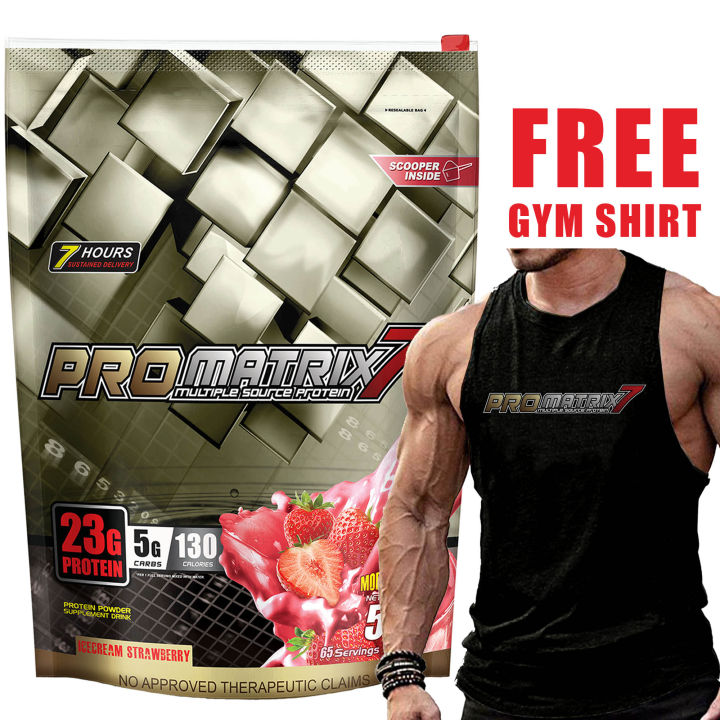 5lbs!!! Promatrix 7 Strawberry Whey Protein with Dri-Fit Black freesize ...