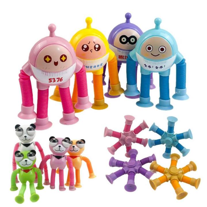 Sensory Fidget Toys Alien Cartoon Toy Glowing Fidget Telescopic Tube ...