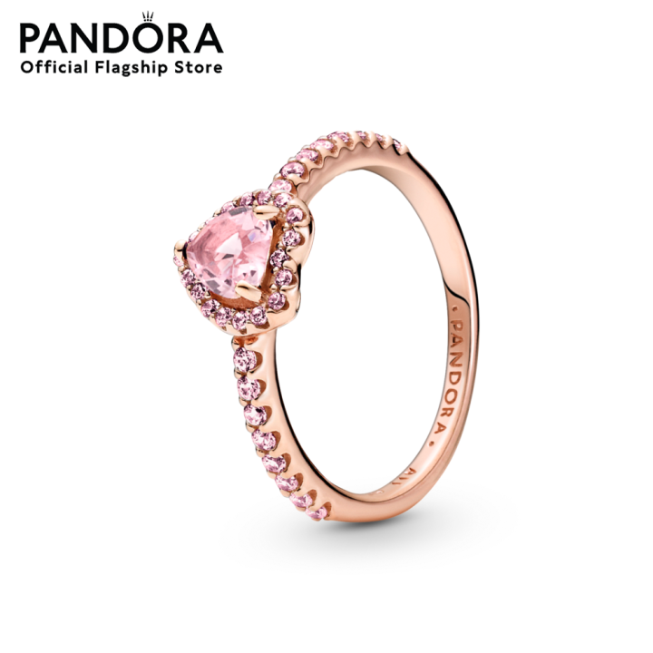 Pandora Heart 14k rose gold-plated ring with orchid pink crystal and ...
