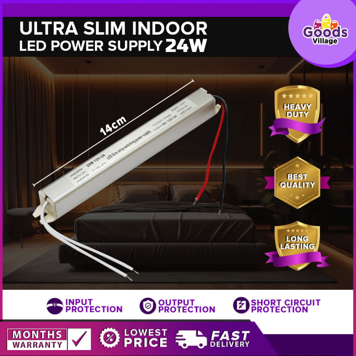 Ultra Slim Indoor Power Supply DC 12v2A / 24 Watts Led sign signage Cctv / Piso / Net Vendo Wifi ...