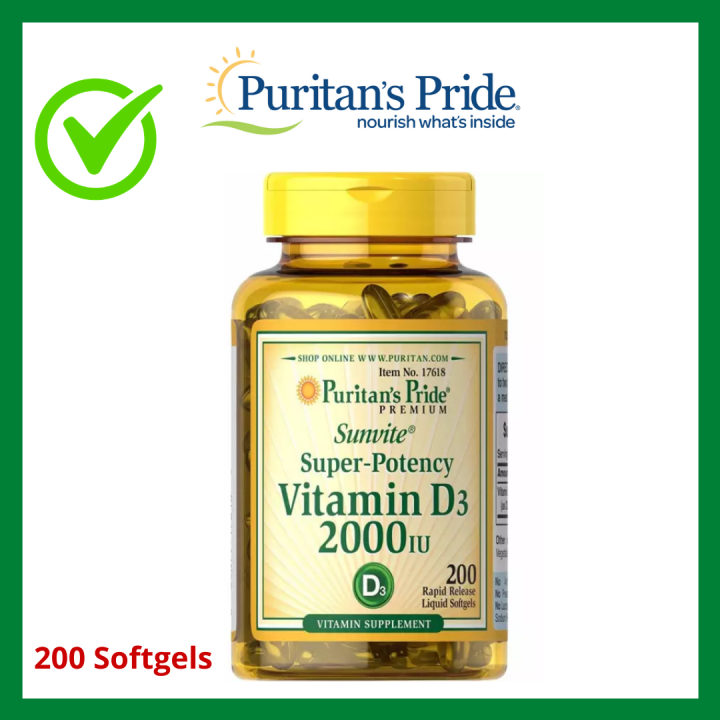 Puritan's Pride Vitamin D3 50 mcg 2000 IU 200 softgels | Lazada PH