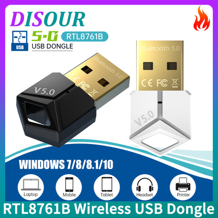 DISOUR RTL8761B USB Dongle Bluetooth 5.0 Adapter Receiver Wireless Low ...
