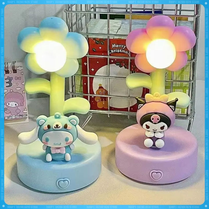 Sanrio Night Light Kuromi Hello Kitty Kawaii Sun Flower Modeling Desk ...