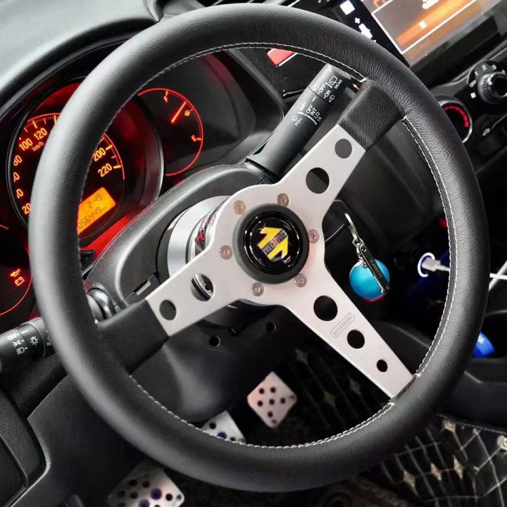 momo steering wheel Leather Universal Racing High Quality Flat Drift ...