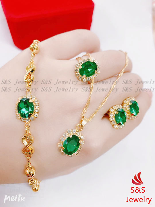 18k bangkok gold 4in1 set adjustable ring free box | Lazada PH