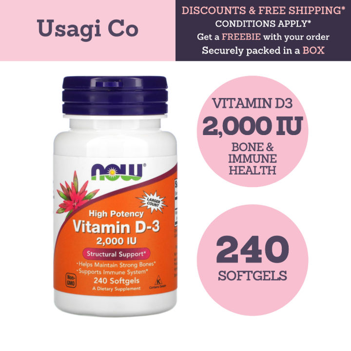 NOW Foods, High Potency Vitamin D3 (D3),10,000 IU or 5,000 IU or 2,000 IU in 240 or 120 Softgels ...