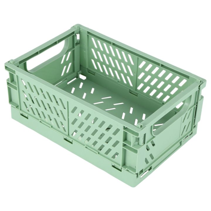 Collapsible Crate Plastic Folding Storage Box Basket Utility Cosmetic ...