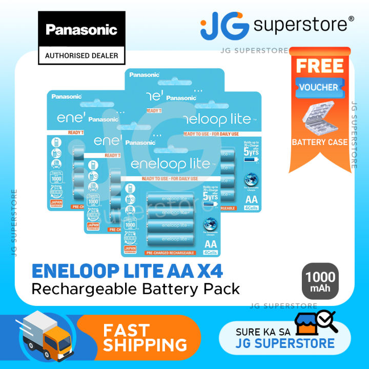 Panasonic Eneloop Lite BK-3LCCE-4BT AA Rechargeable Battery Pack of 4 ...