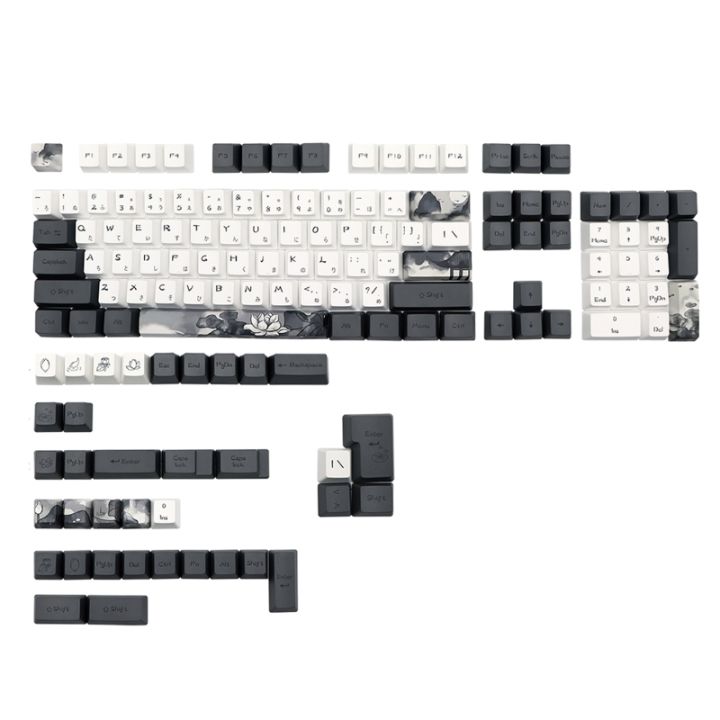 Ink Lotus Keycap PBT Dye Sub Five-sided Sublimation Japanese Keycaps ...