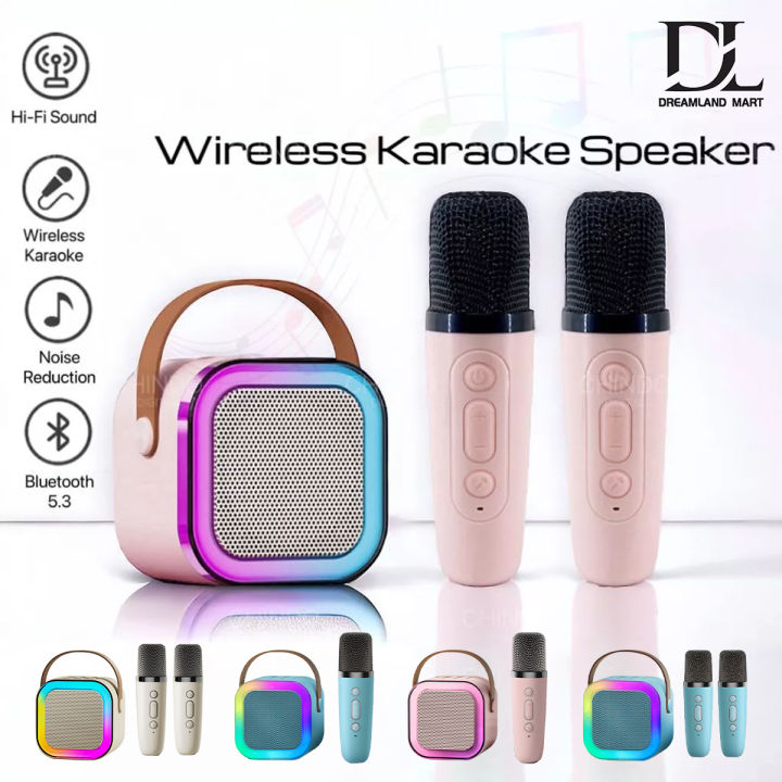 Original Mini Karaoke Speaker Bluetooth Bass Microphone Premium 2Mic 1 ...