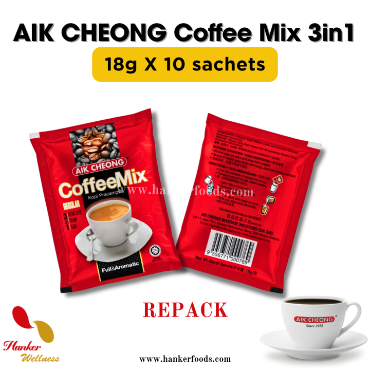 AIK CHEONG Coffee Mix 3in1 Regular 18g x 10 sachets HALAL | Lazada