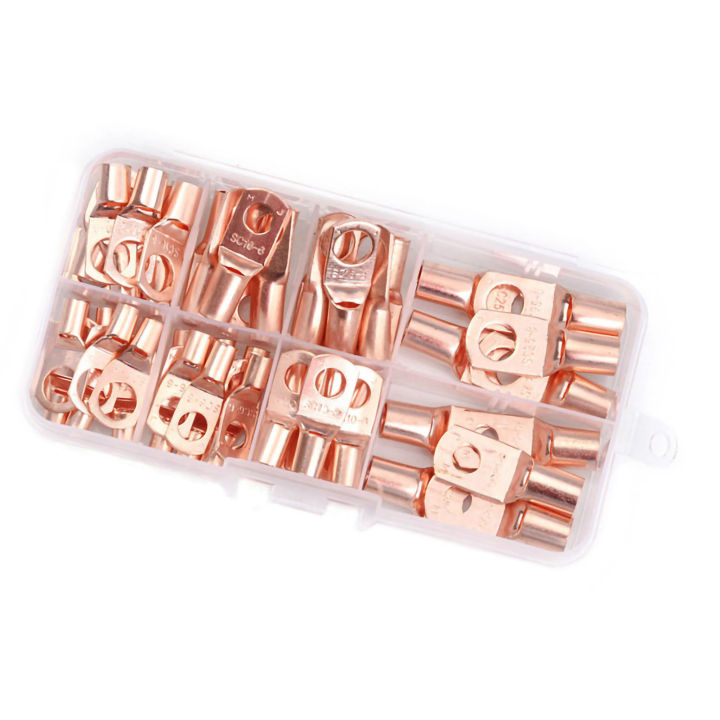 60Pcs Copper Wire Lugs Battery Cable Lugs Ring Terminals Connectors ...