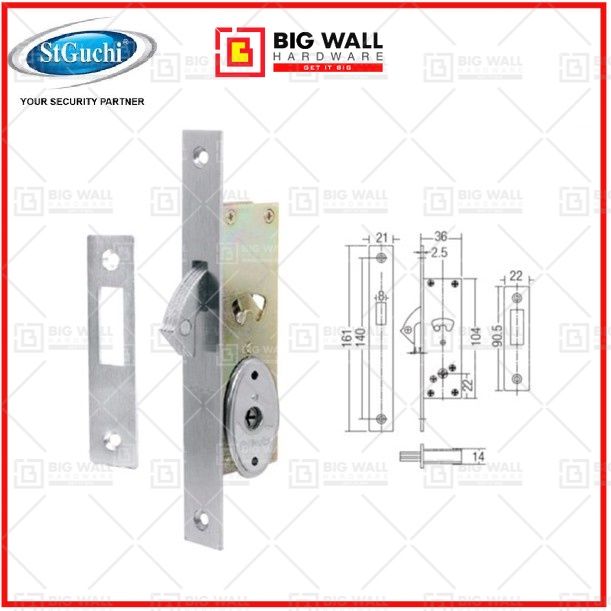 ST GUCHI SGML 1684 SINGLE MORTISE HOOK LOCK / H1684 SIRIM DOOR LOCK BIG ...