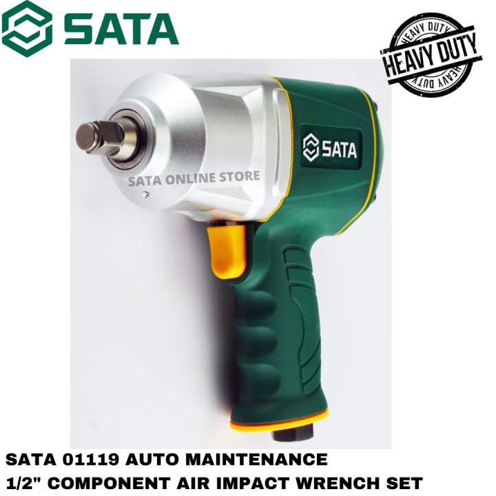 SATA 01119 AUTO MAINTENANCE 1/2" COMPONENT AIR IMPACT WRENCH SET 850N.M ...