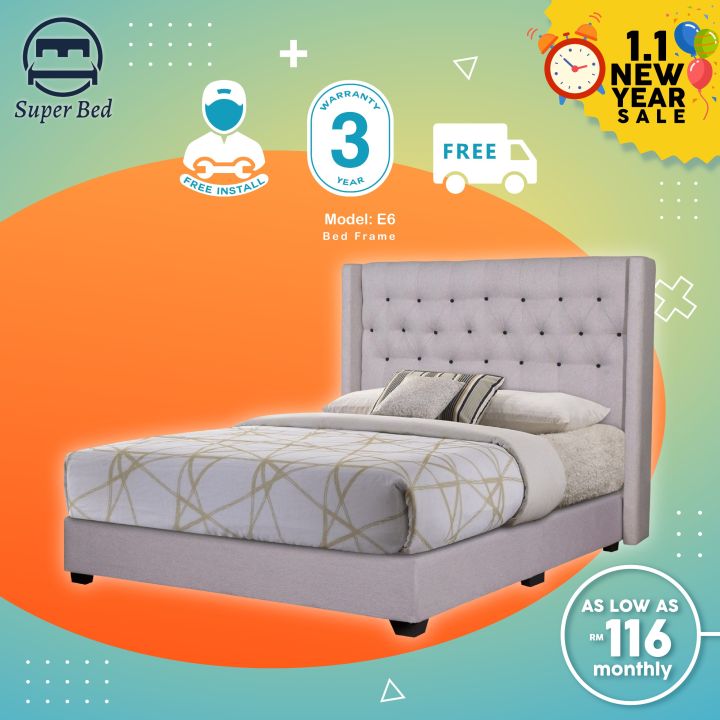 [PRE ORDER]Super Bed E6 High Quality Solid Wood bed frame set Headboard ...