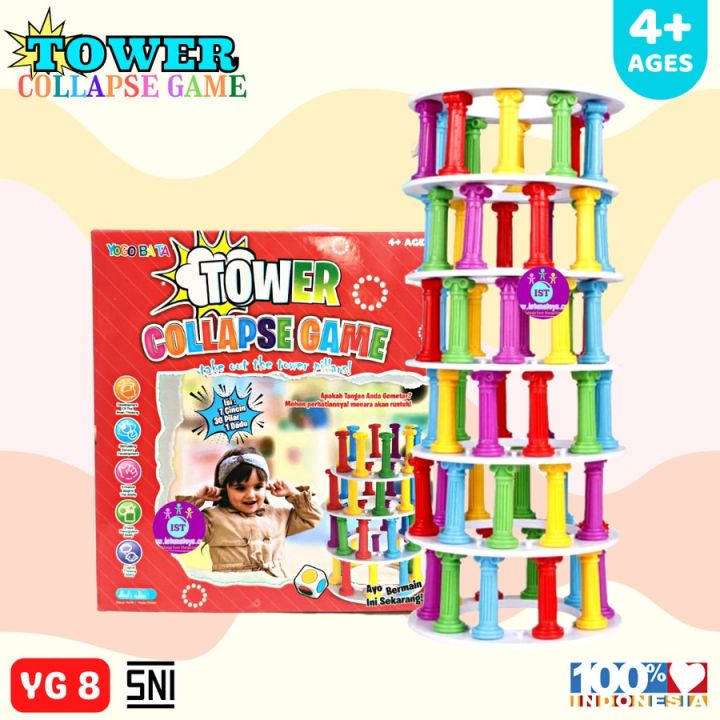 MAINAN TOWER COLLAPSE GAME -MAINAN MOTORIK ANAK ISTANA PILLARS | Lazada ...