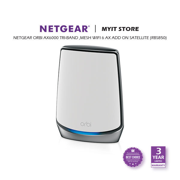 NETGEAR Orbi AX6000 Tri-Band Mesh WiFi 6 AX Add-On Satellite (Satellite ...