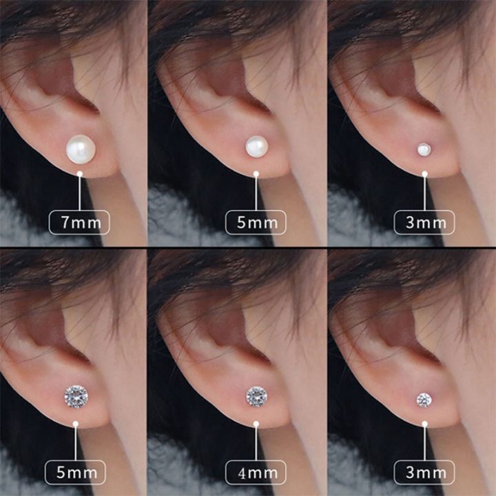 ต่างหูสตั๊ด เงิน S925 ประดับเพชร ไข่มุก ขนาดเล็ก 3 มม. 4 มม. 5 มม. สําหรับผู้หญิง | Lazada.co.th