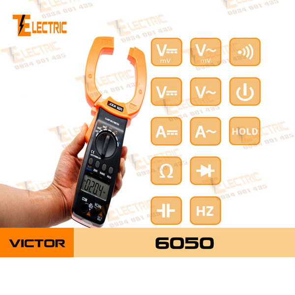 Victor VC - 6050 Ampe Kìm Đo Điện Đo Tụ Đo Tần Số Đo Dòng Điện AC/DC 2000A Victor VC 6050 ...