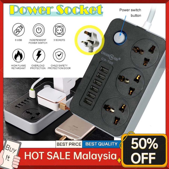 [Malaysia Plug] 3.4A Power Socket with 3AC + 6USB Charger SUPER FAST ...