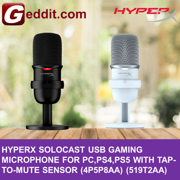 HYPERX SOLOCAST USB GAMING MICROPHONE FOR PC,PS4,PS5 WITH TAP-TO-MUTE SENSOR (4P5P8AA) (519T2AA ...