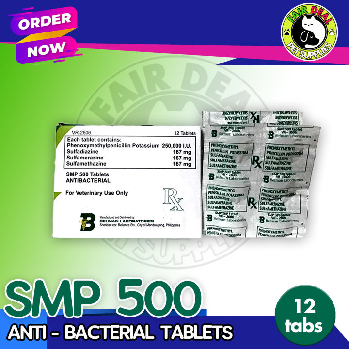 SMP 500 Tablets Antibacterial for Pets (1 box 12 tablets) | Lazada PH