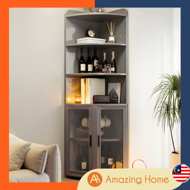 AmazingHome Tall Storage Cabinet Corner Cabinet With Drawer Shelf ...