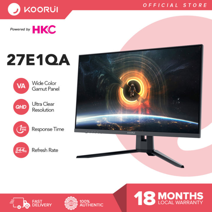 KOORUI 27E1QA Powered By Hkc Qhd Gaming Monitor 144 Hz VA 1ms Free Sync G-Sync 27 Inch | Lazada PH