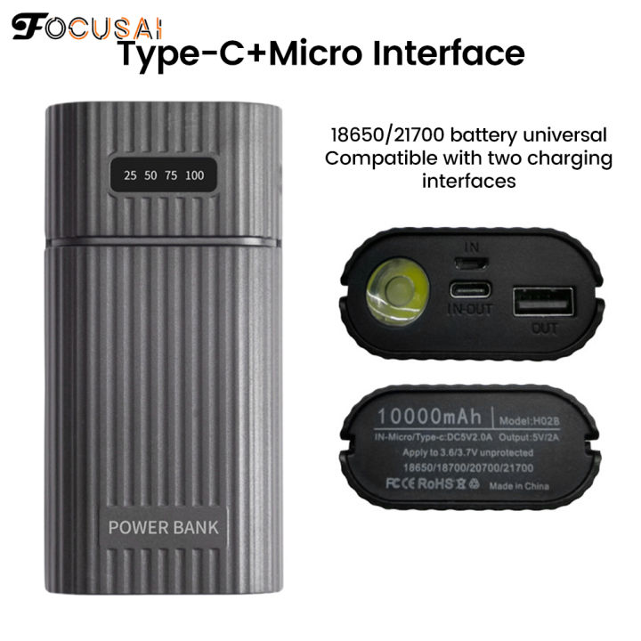 FocusAi 18650 21700 DIY Power Bank Box No Soldering PD Multi-protocol ...