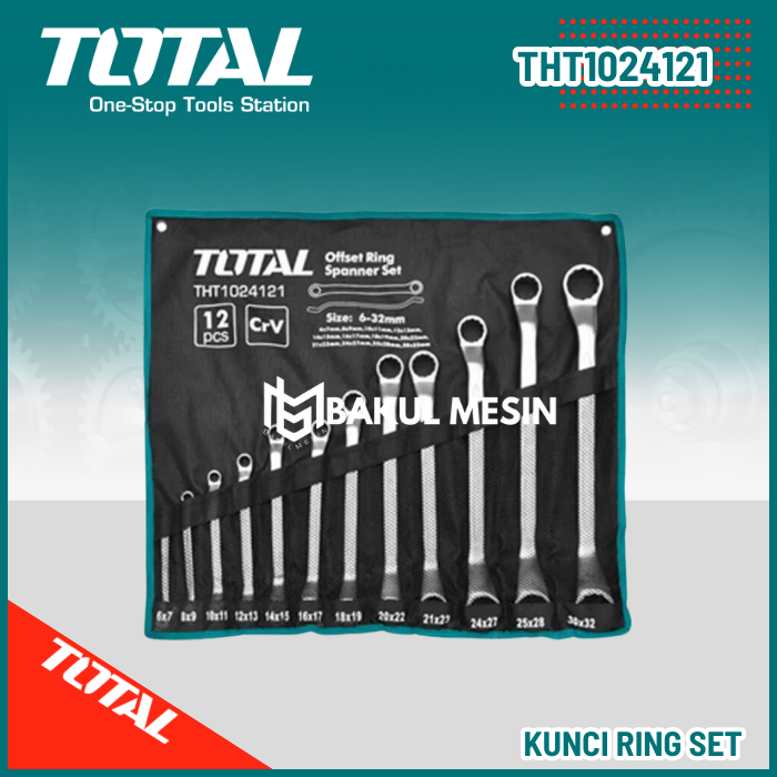 TOTAL THT1024121 offset ring spanner set kunci ring set 12pcs 6-32mm | Lazada Indonesia