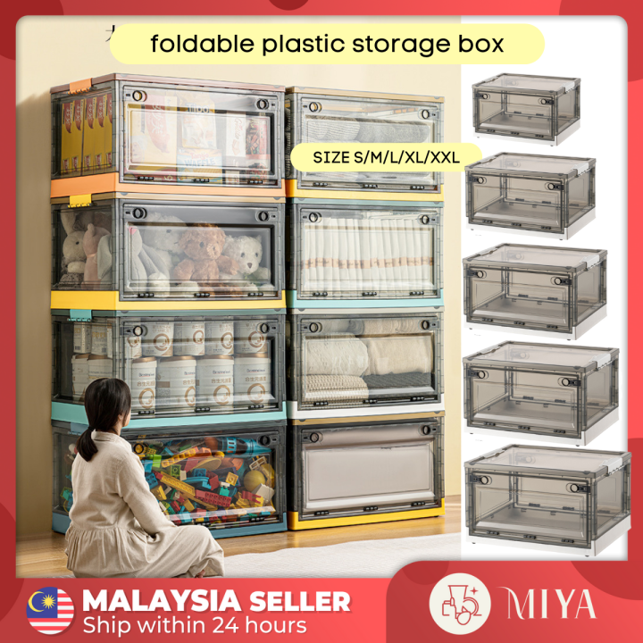 Foldable Storage Box with Lid Large Capacity Multipurpose Stackable ...