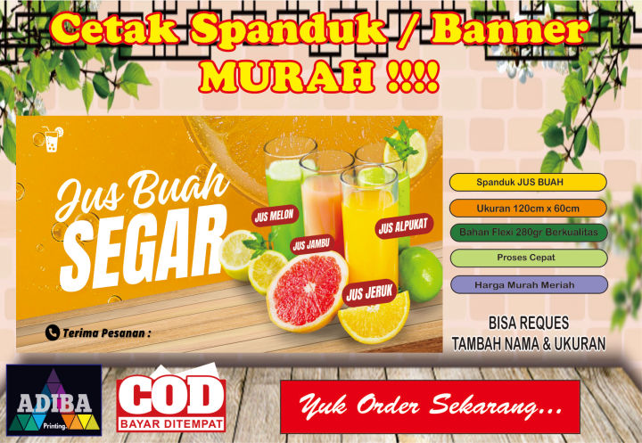 Spanduk Banner JUS BUAH Segar Ukuran 120cm x60cm | Lazada Indonesia