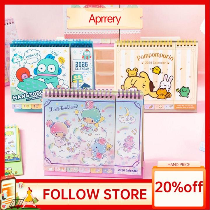 APRRERY With Memo Notes 2026 Sanrio Desk Calendar Coil Binding One ...