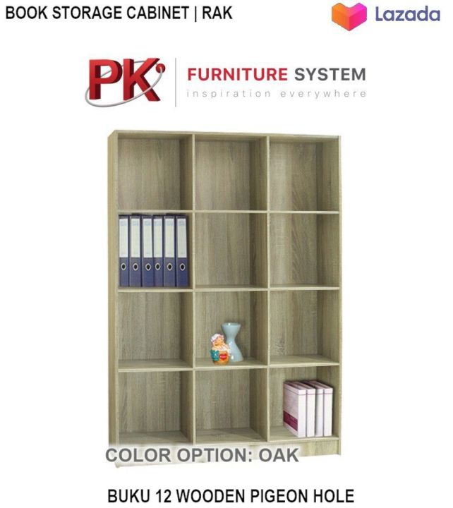 Book storage cabinet | rak buku 12 wooden pigeon hole filing cabinet ...