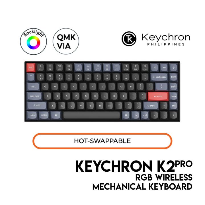Keychron K2 Pro QMK Mechanical Keyboard, 75%, Wired/Bluetooth, RGB, QMK ...