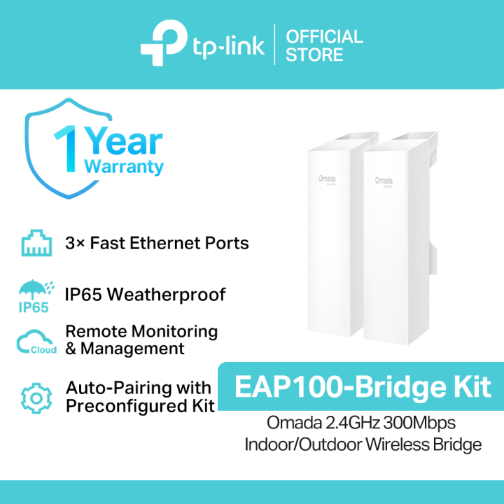 TP-Link Official Store | EAP100-Bridge Kit | 2.4GHz 300Mbps Omada Wireless Long-Range Bridge ...
