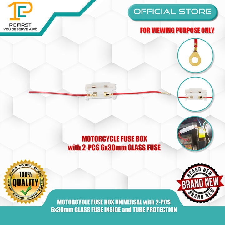 PC FIRST MOTORCYCLE FUSE BOX UNIVERSAL with 2-PCS 6x30mm GLASS FUSE ...