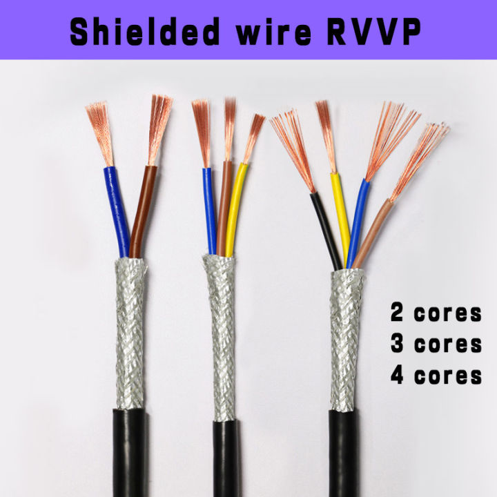 Pure Copper Shielded Wire RVVP2 Core 3 Core 4 Core 22 20 18 17 15 AWG/0.2 0.5 0.75 1.5 Audio ...
