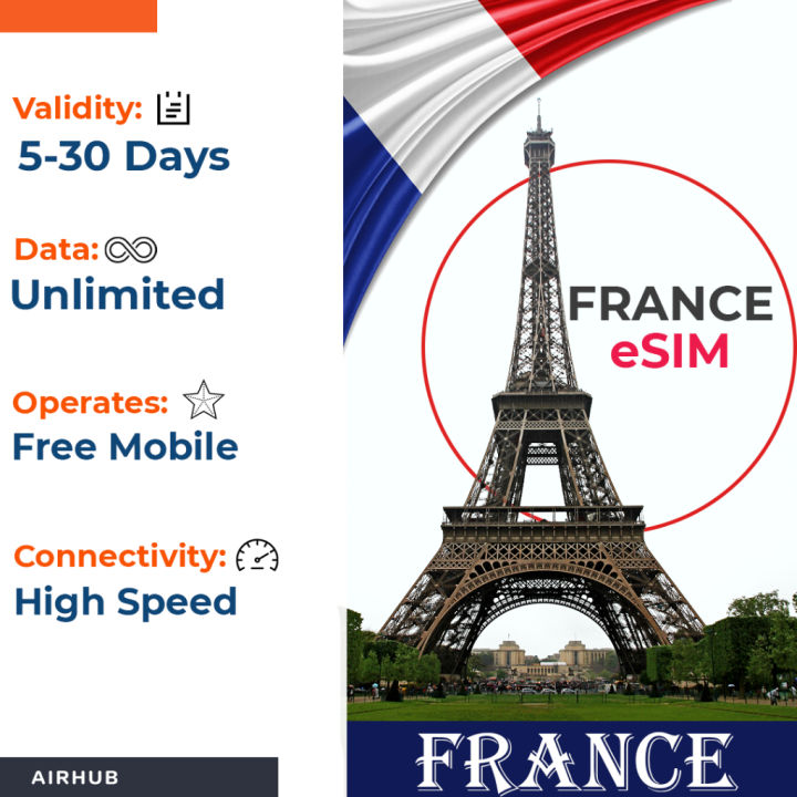 [ France ] eSIM With Unlimited Data and 5G Speed , Send Via Email - by Airhub | Lazada Singapore