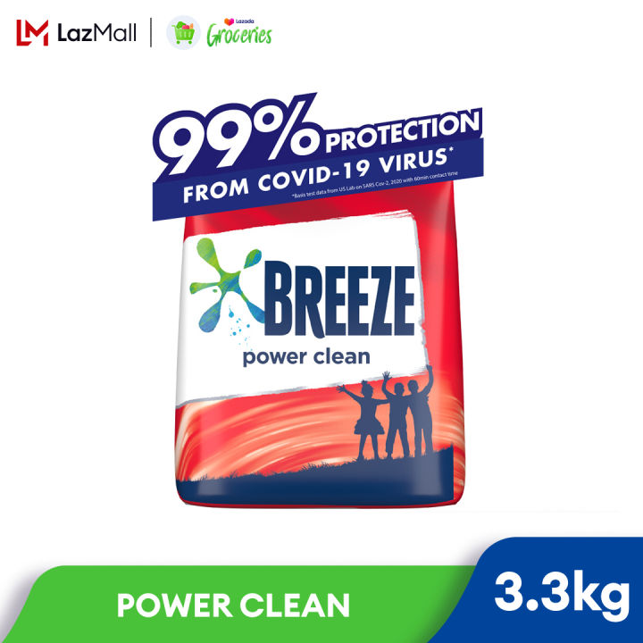 Breeze Detergent Powder Power Clean 3.3kg | Lazada