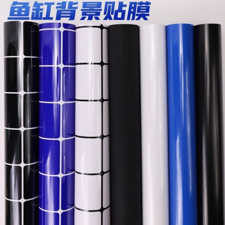 Glass fish tank background sticker 3d black and white blue square grid ...