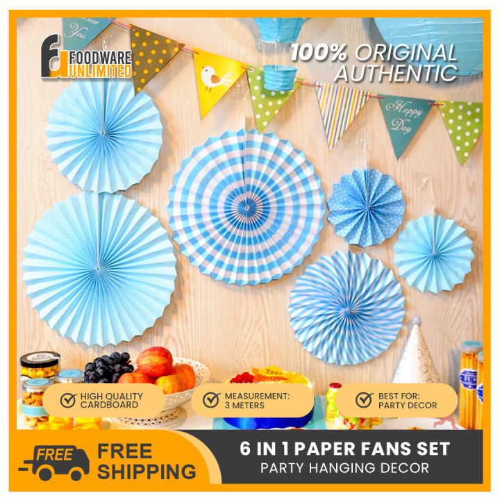 Flower Paper Fan 6pcs Party Decoration Backdrop Round Paper Fan Party ...