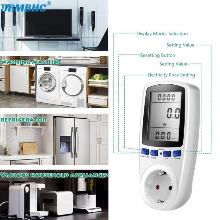 JBMBHC Digital Electricity Consumption Monitor AC Power Meter 230V/110V ...