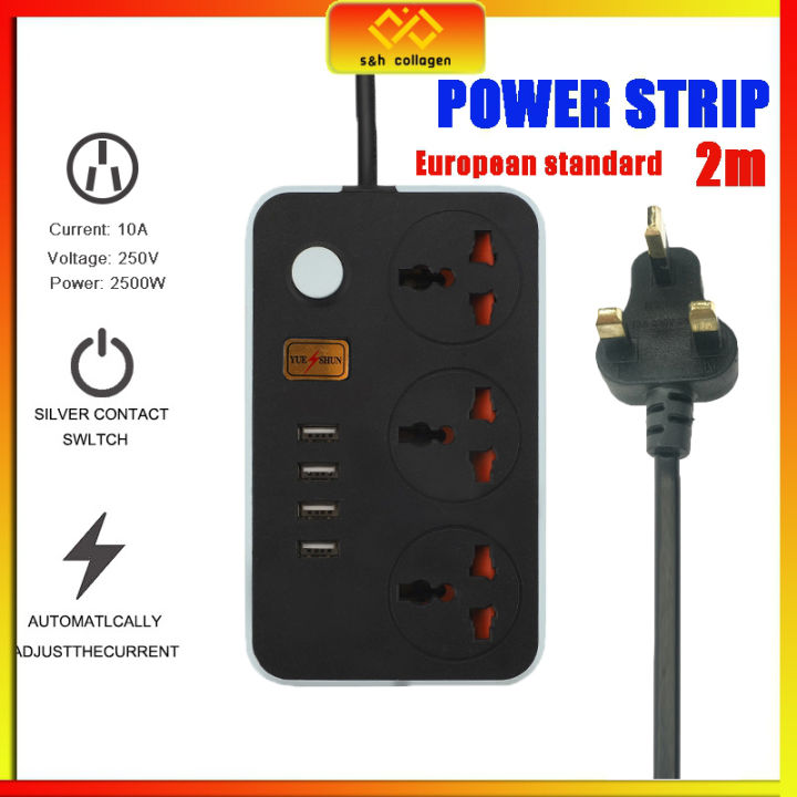 Fast Charging Power Strip Universal Power Socket USB Ports 2500w and 2m ...