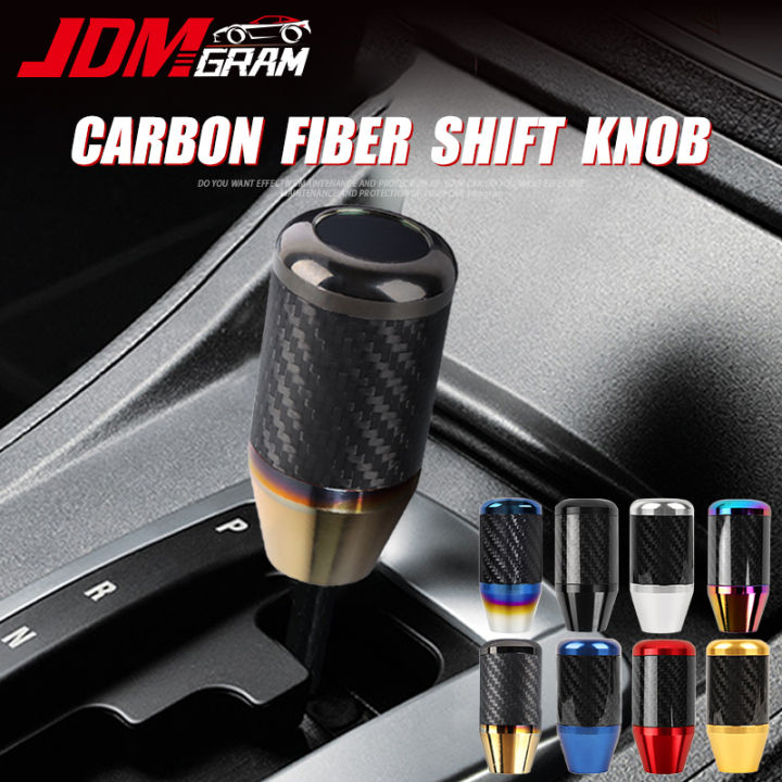 JDMGRAM Carbon Fiber Car Gear Knob Manual Automatic 8cm Universal Auto ...