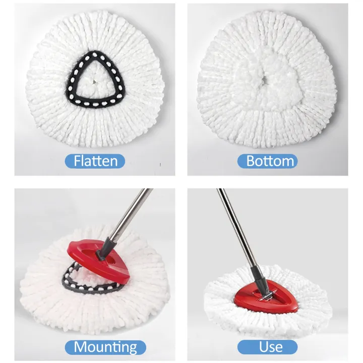 Rotating Mop Replacement Set Microfiber Mop Refills with Mop Head Base ...