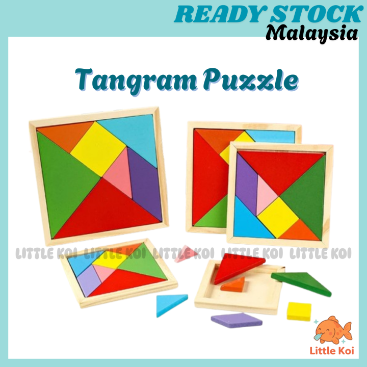 [ 7pcs ] DIY Colorful Tangram Puzzle Dissection Wood Puzzle Flat Polygons Early Learning Brain ...
