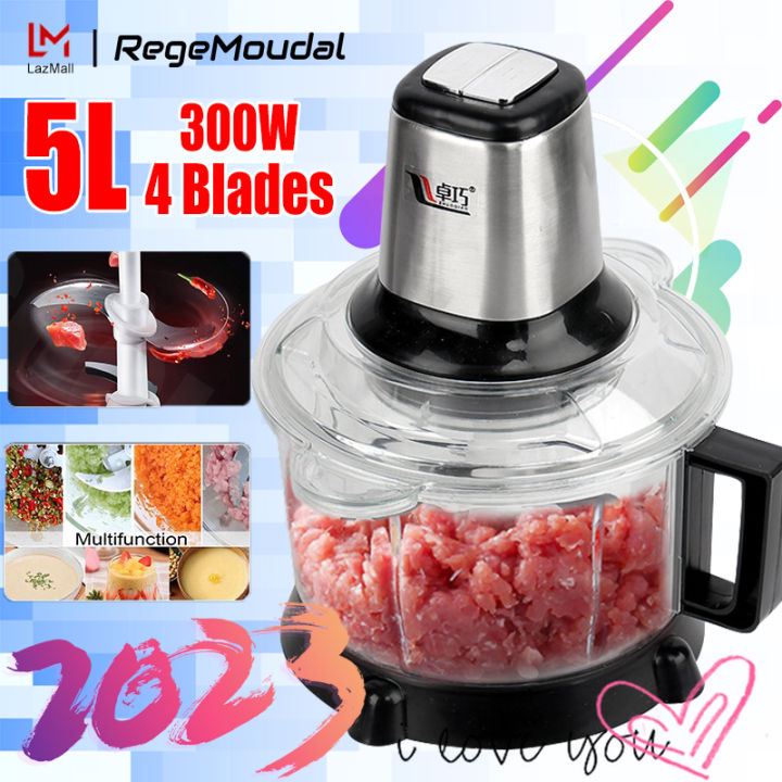 [3 Years Warranty] 5L 304 Stainless Steel 4 Blade Meat Grinder Chopper ...
